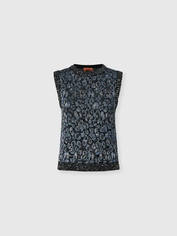 Missoni Jacquard Knit Crewneck Top - Blue