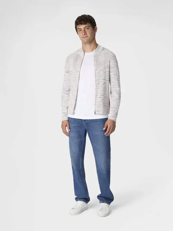 Missoni Ribbed Cotton Cardigan With Mock Neck And Flamed Texture