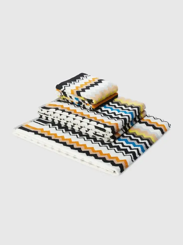 Missoni Piece Bath Bath Set In Cotton Terry - Black Multicoloured