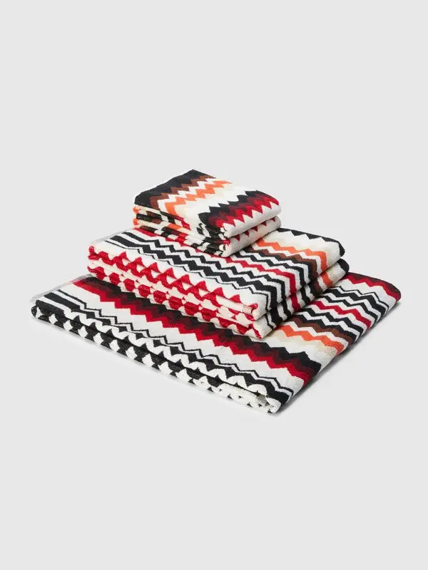Missoni Piece Bath Bath Set In Cotton Terry - Red,multicoloured