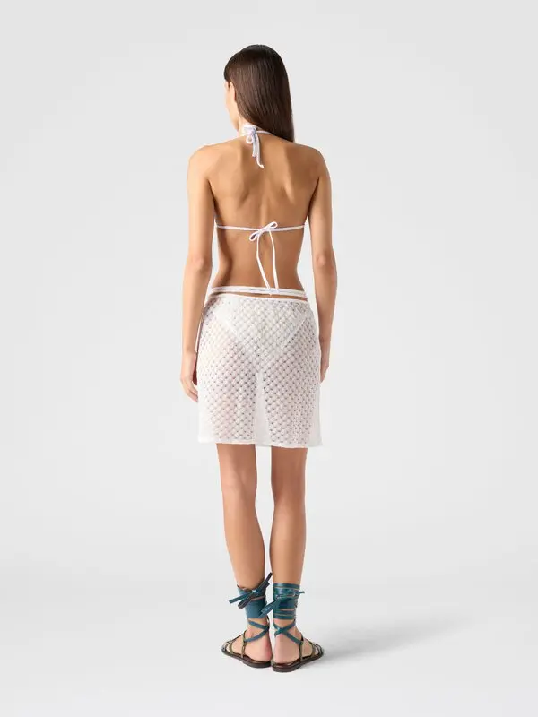 Missoni Mini Pareo Skirt In Lamé Viscose With Raschel Workmanship - White