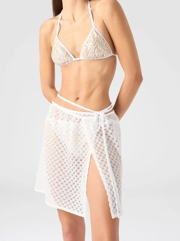 Missoni Mini Pareo Skirt In Lamé Viscose With Raschel Workmanship - White