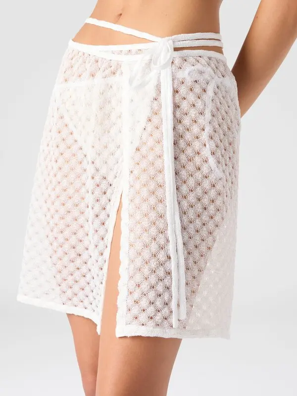 Missoni Mini Pareo Skirt In Lamé Viscose With Raschel Workmanship - White