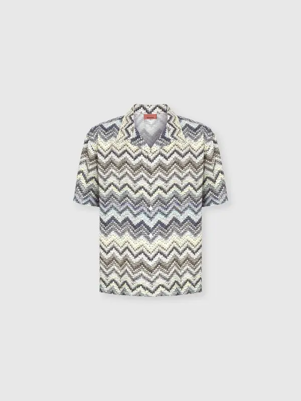 Missoni Bowling Shirt In Viscose With Dashed Zigzag Print