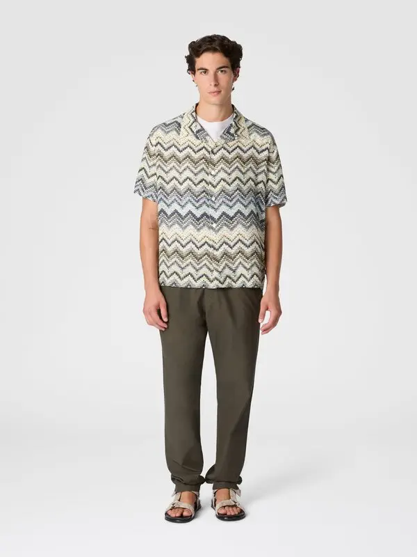 Missoni Bowling Shirt In Viscose With Dashed Zigzag Print