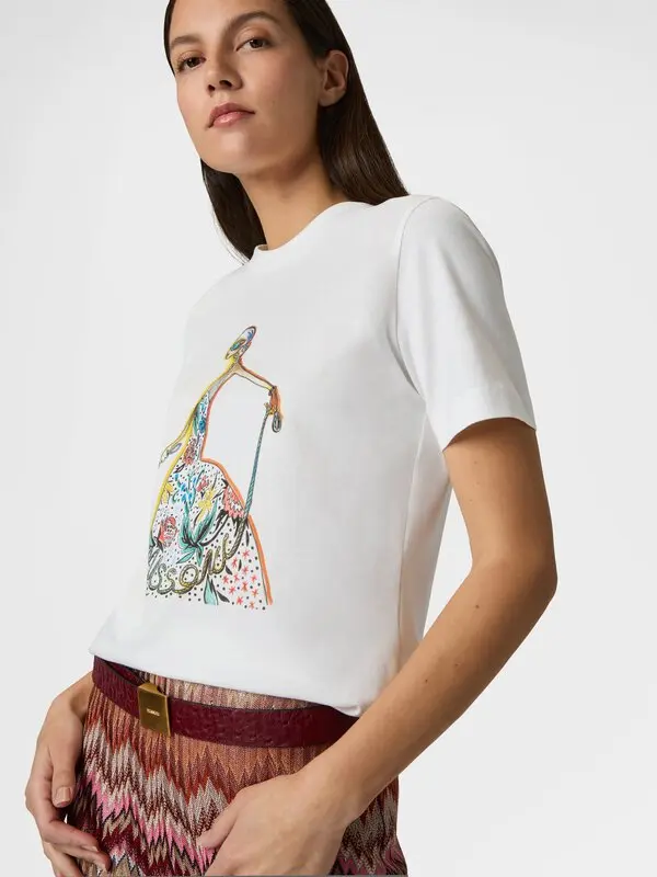 Missoni Cotton Jersey Crewneck T-shirt With Graphic Print