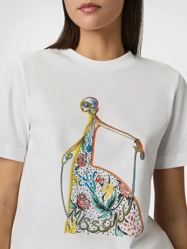Missoni Cotton Jersey Crewneck T-shirt With Graphic Print