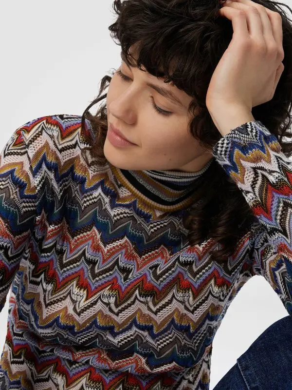 Missoni Neck Sweater In Embroidered Lace