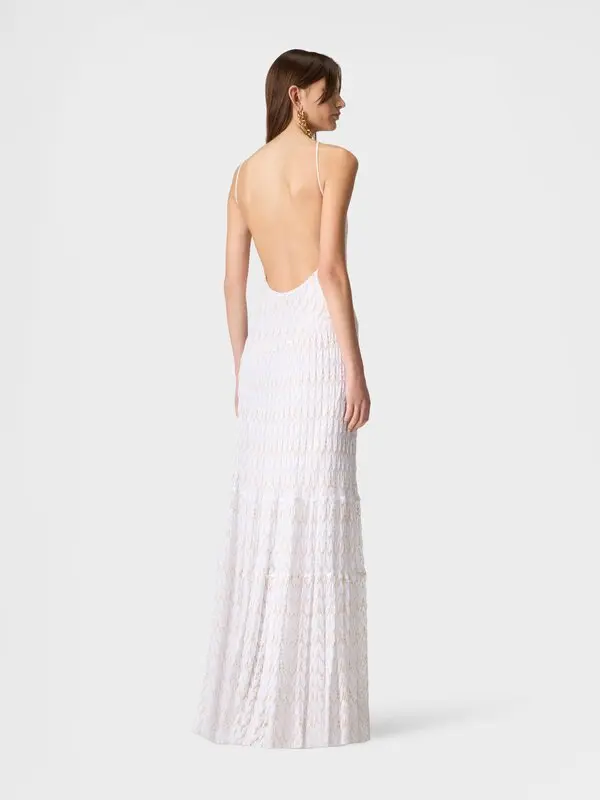Missoni Halterneck Long Dress With Lace Motif And Open Back