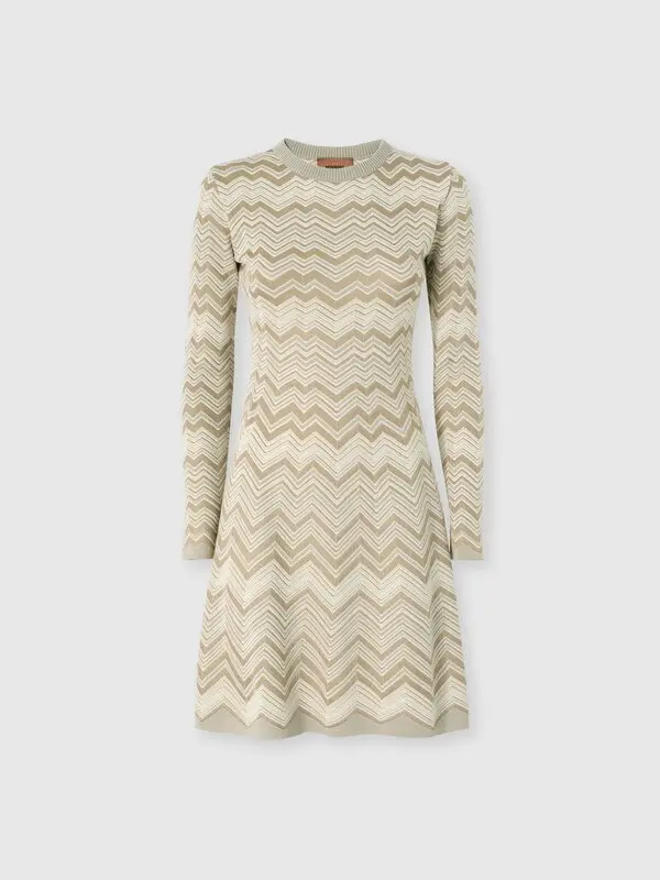 Missoni Zig Zag Viscose And Wool Crewneck Dress