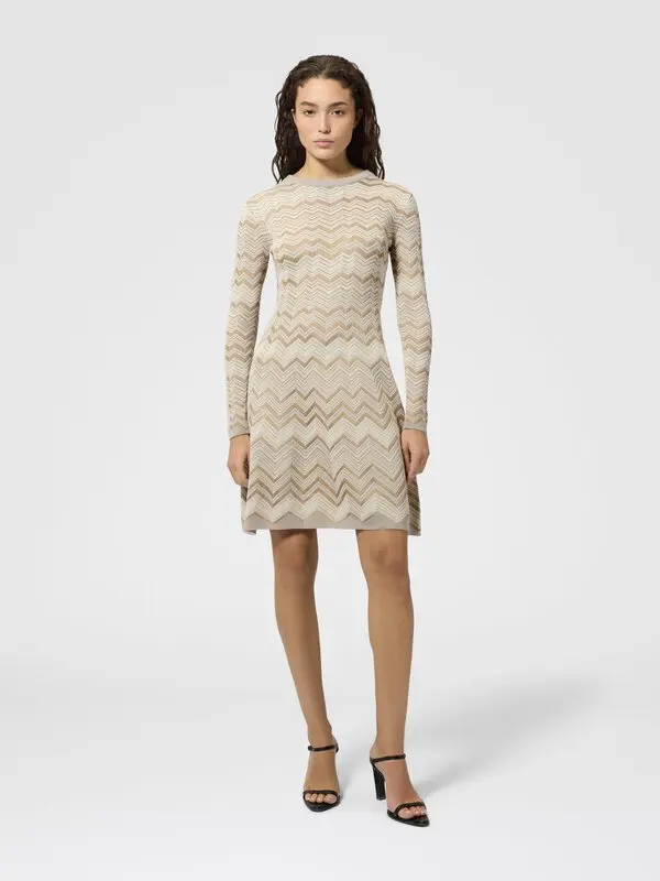 Missoni Zig Zag Viscose And Wool Crewneck Dress