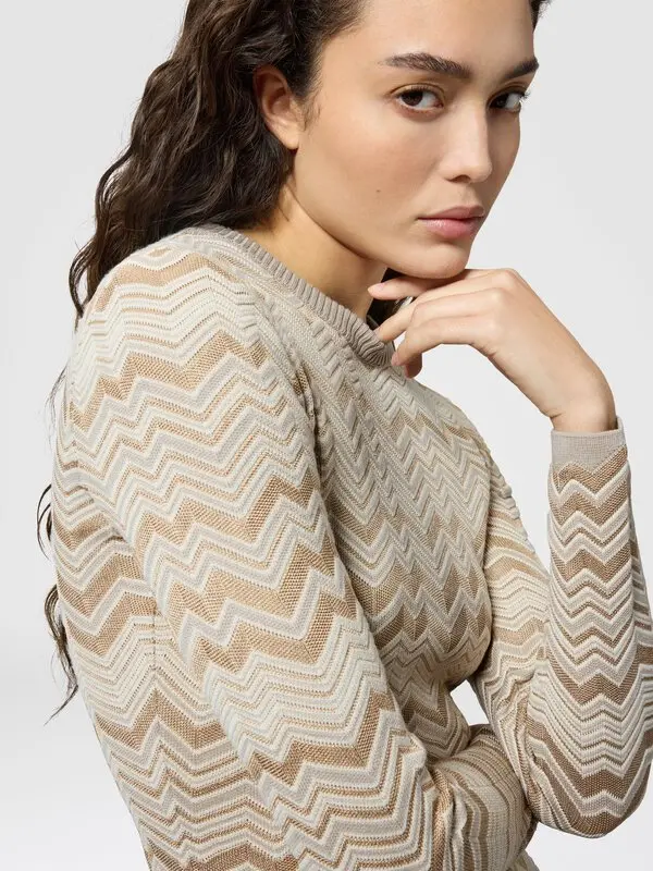 Missoni Zig Zag Viscose And Wool Crewneck Dress