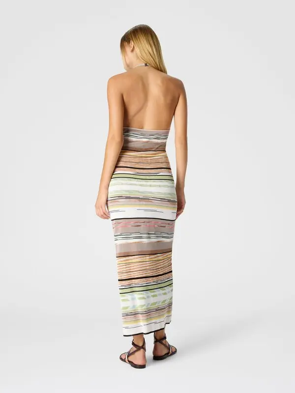 Missoni Striped Viscose Gown With Halter Neck
