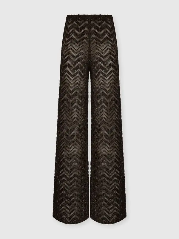 Missoni Wide Fishnet Trousers With Zigzag Pattern And Sequins