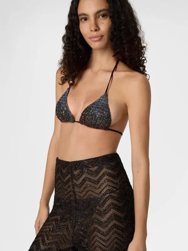 Missoni Wide Fishnet Trousers With Zigzag Pattern And Sequins