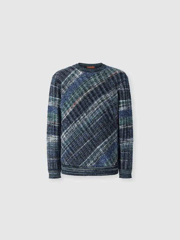 Missoni Macro-check Wool-blend Pullover - Dark Blue