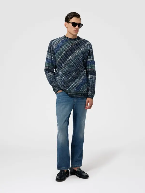 Missoni Macro-check Wool-blend Pullover - Dark Blue