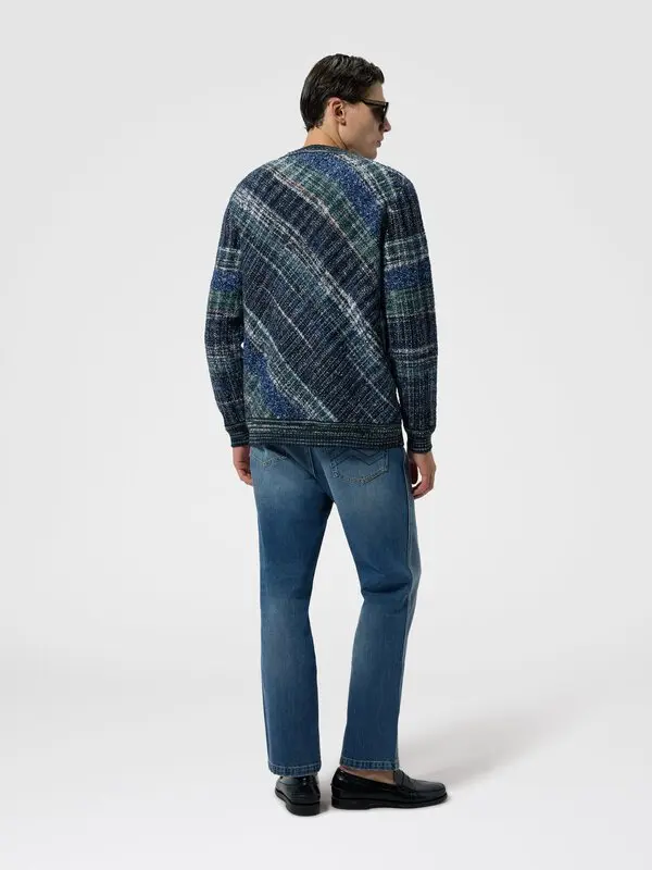 Missoni Macro-check Wool-blend Pullover - Dark Blue