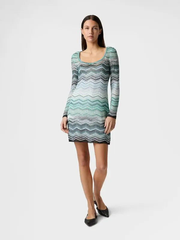Missoni Mini Dress In Viscose Chevron Lamé With Sequins