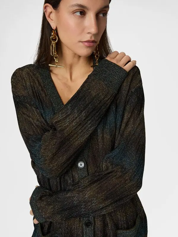 Missoni Oversized Cardigan In Viscose Lamé With Snake Motif