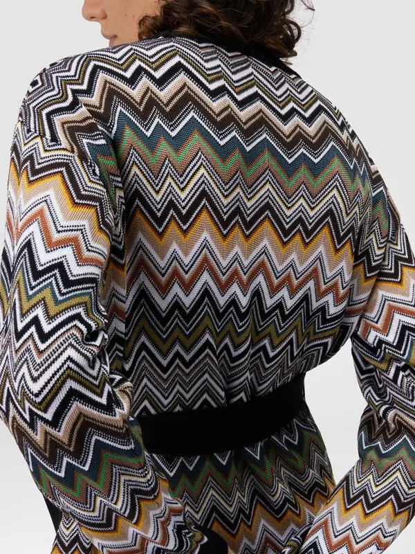Missoni Relaxed Fit Cardigan With Belt And Chevron Pattern