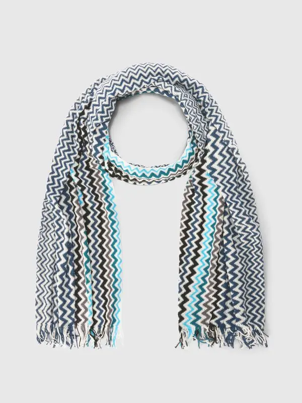 Missoni Cotton Zigzag Scarf With Fringed Edge