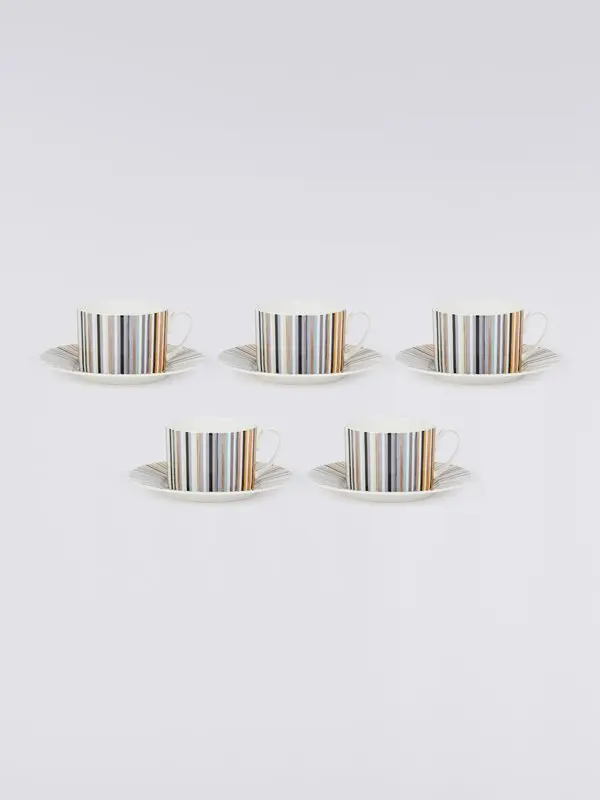 Missoni Stripes Jenkins Set Of 6 Tea Cups & Saucers - White