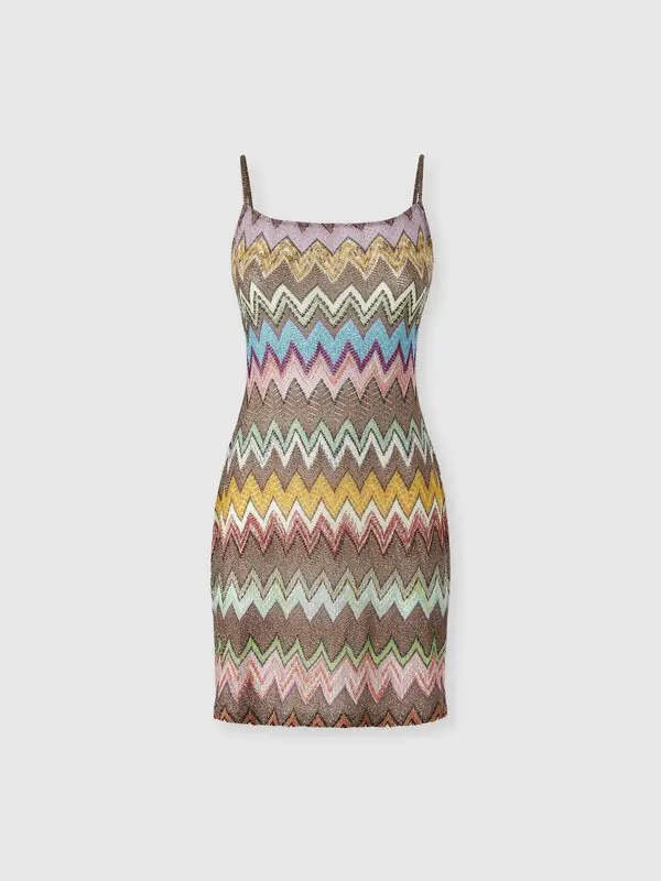 Missoni Up Dress In Lamé Viscose With Macro Zigzag Pattern