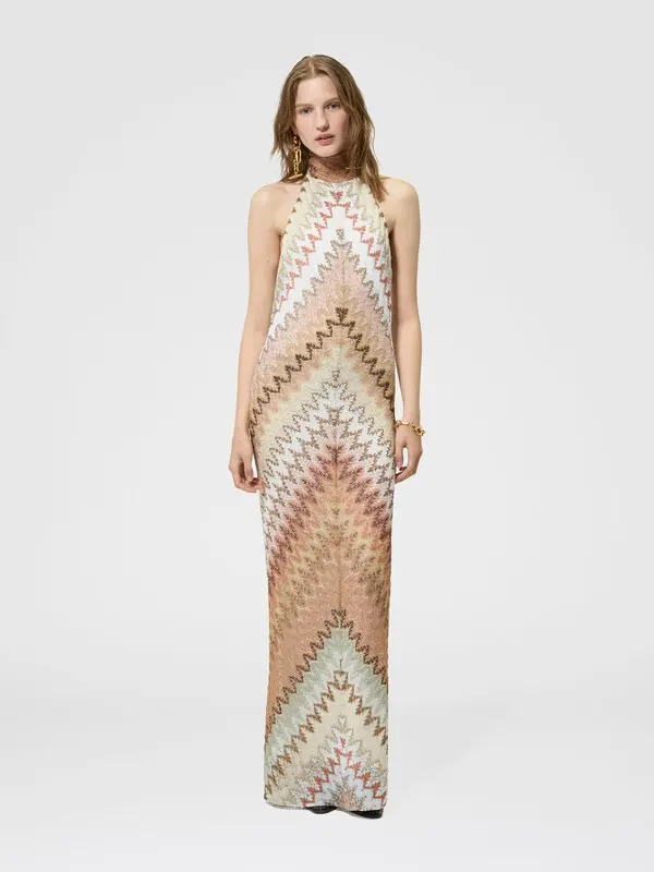 Missoni Long Halterneck Zig Zag Lace Dress