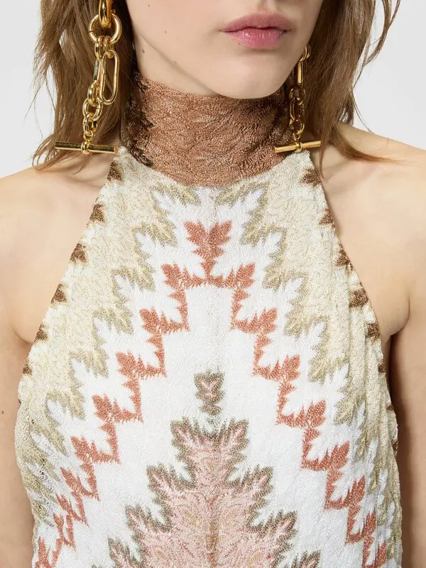 Missoni Long Halterneck Zig Zag Lace Dress