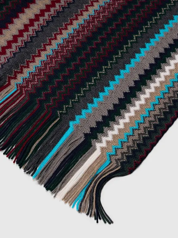 Missoni Zigzag Wool Scarf With Fringes
