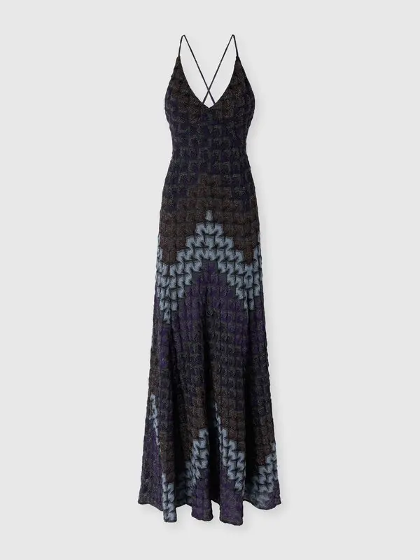 Missoni Long Viscose Lamé Dress With Crossed Straps - Multicoloured