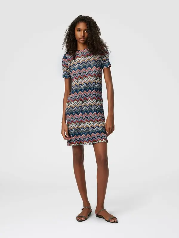 Missoni Short Dress With Half Sleeves In Embroidered Lace