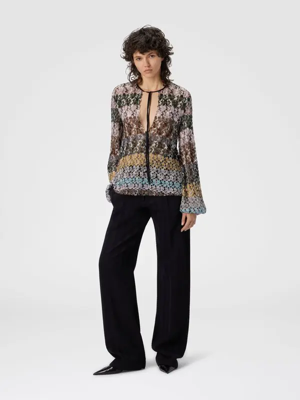 Missoni Crew Neck Blouse In Embroidered Lace