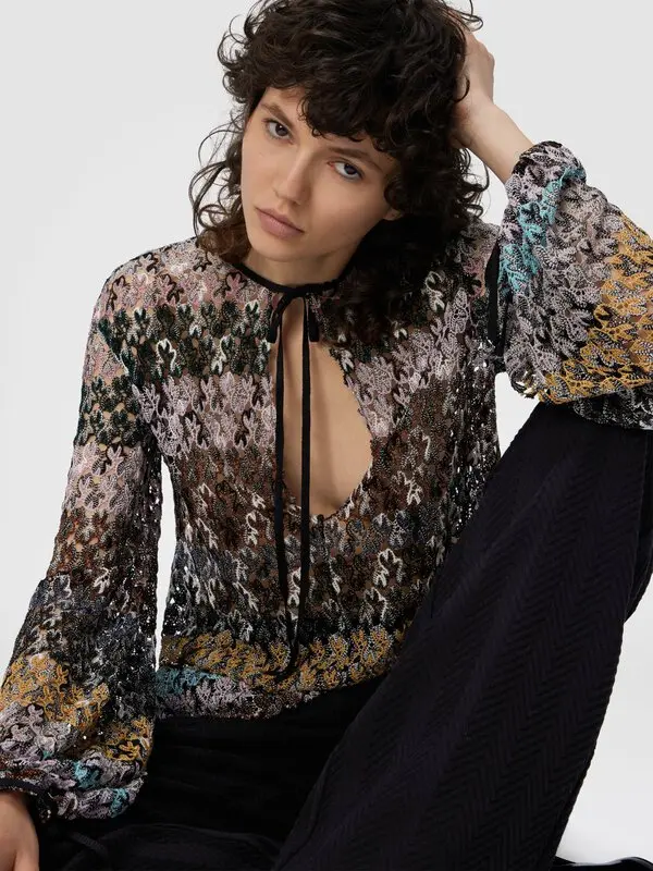 Missoni Crew Neck Blouse In Embroidered Lace
