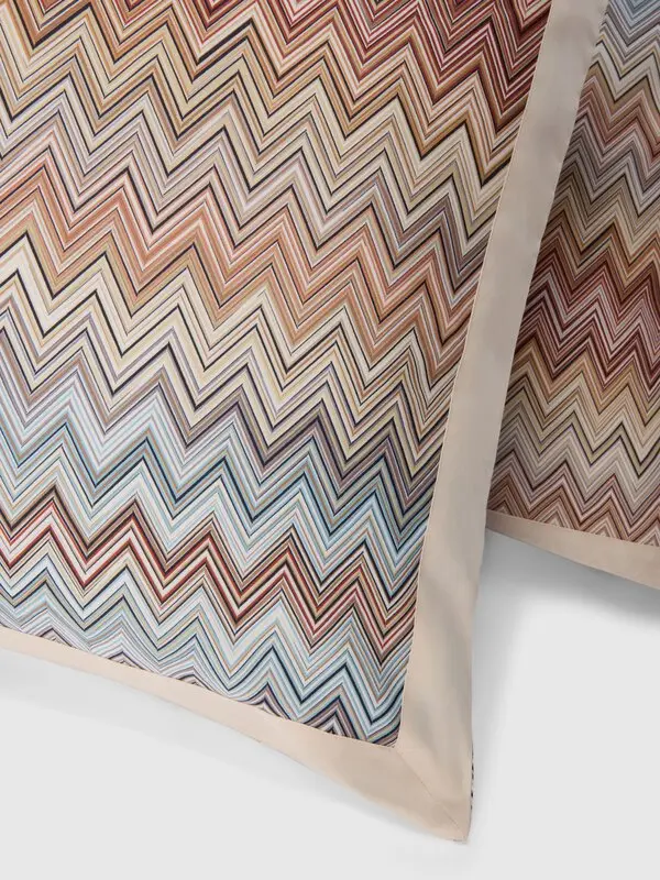 Missoni Pair Of John Envelope Pillowcases In 100% Cotton With Zig Zag Pattern - Black Multicoloured