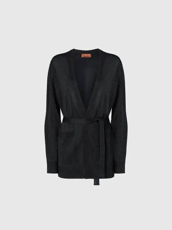 Missoni Lamé Fabric Cardigan With Belt - Black