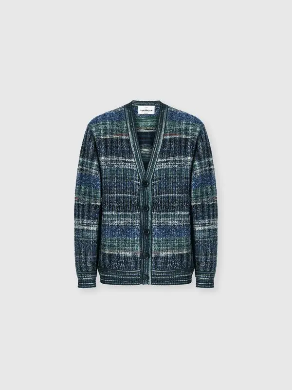 Missoni Blend Check Cardigan With Side Pockets - Dark Blue