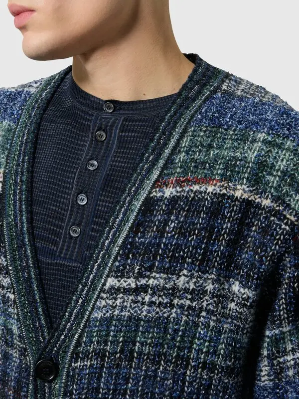 Missoni Blend Check Cardigan With Side Pockets - Dark Blue