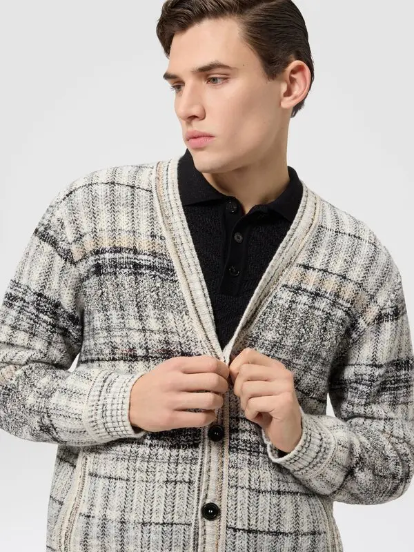 Missoni Wool-blend Check Cardigan - White
