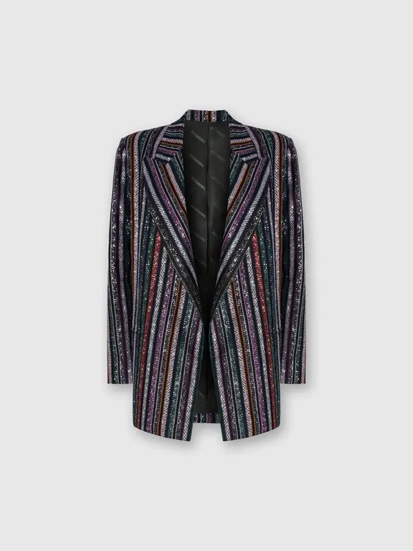 Missoni Breasted Blazer With Herringbone Stripe Knit