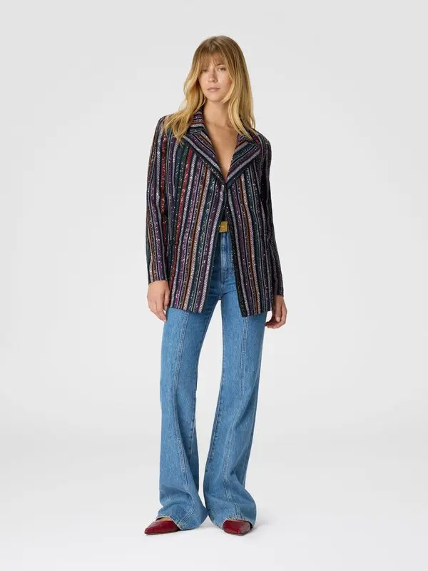 Missoni Breasted Blazer With Herringbone Stripe Knit