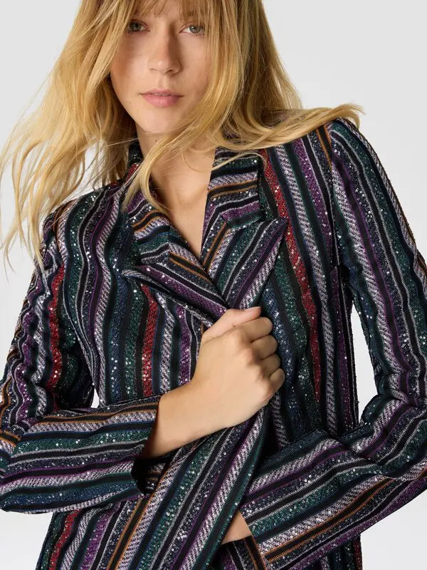 Missoni Breasted Blazer With Herringbone Stripe Knit