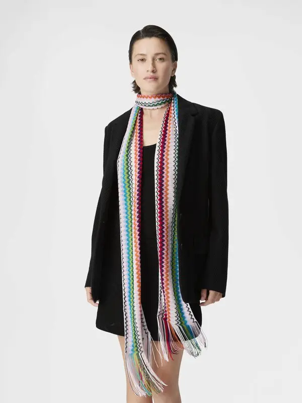 Missoni Viscose Scarf With Fringes And Zigzag Motif
