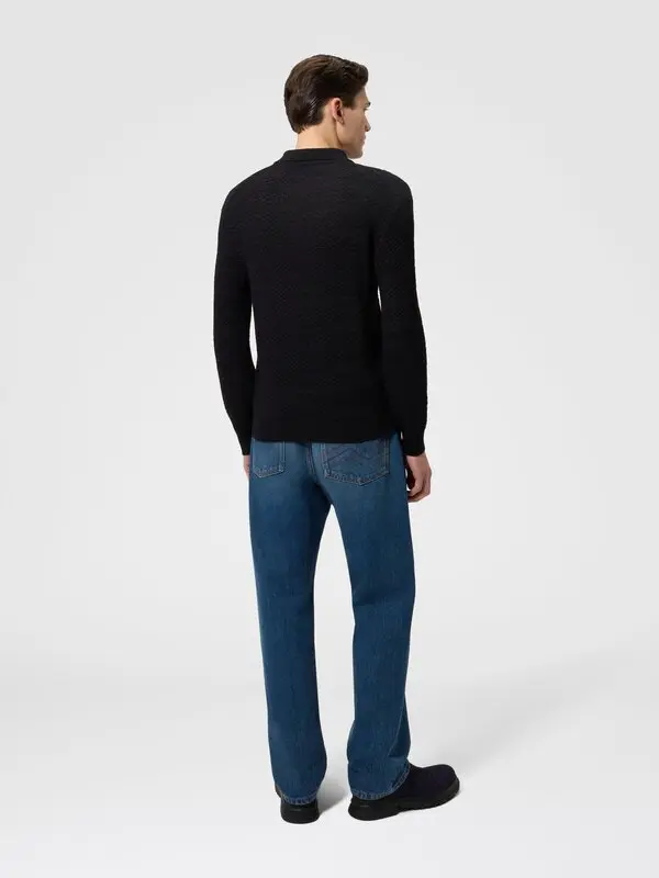 Missoni Long-sleeve Cotton And Wool Chevron Polo Shirt