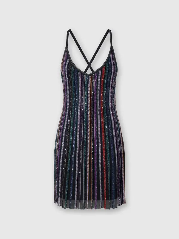 Missoni Mini Dress With Criss-cross Straps And Geometric Knit