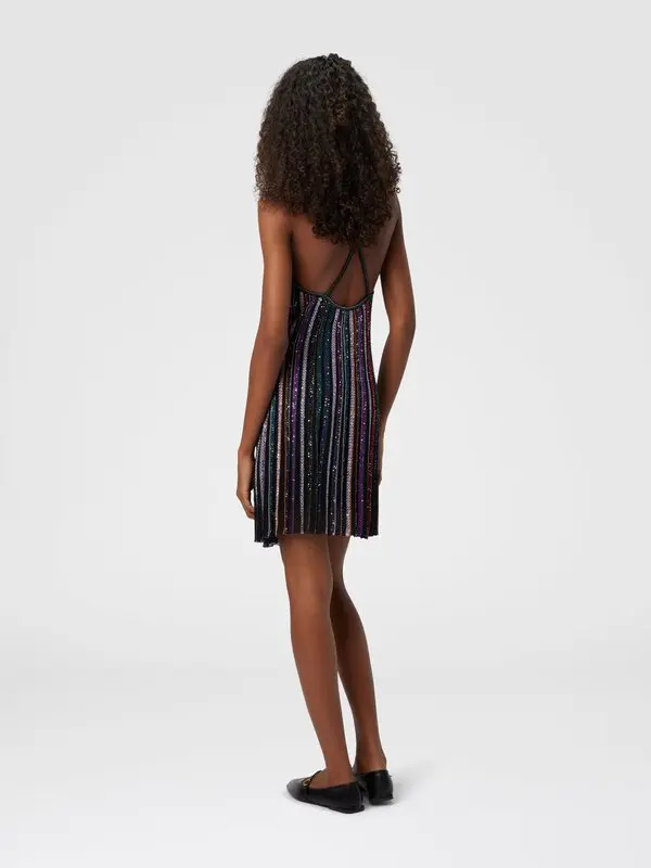 Missoni Mini Dress With Criss-cross Straps And Geometric Knit