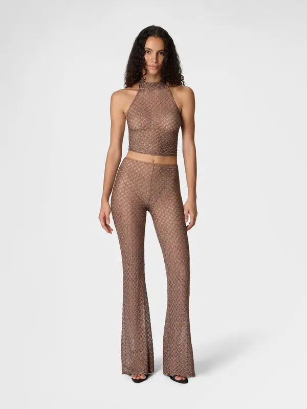 Missoni Halter Neck Spiderweb Motif Lamé Viscose Top