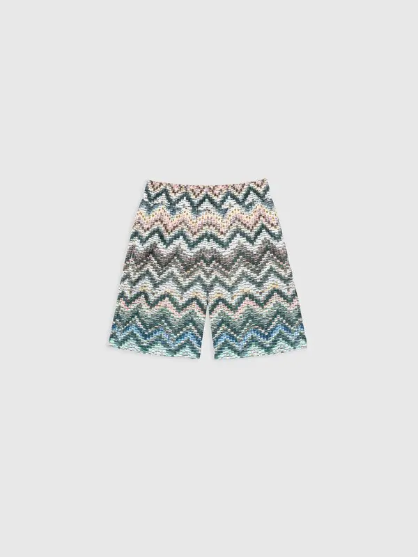 Missoni Length Swim Shorts With Abstract Zig Zag Print