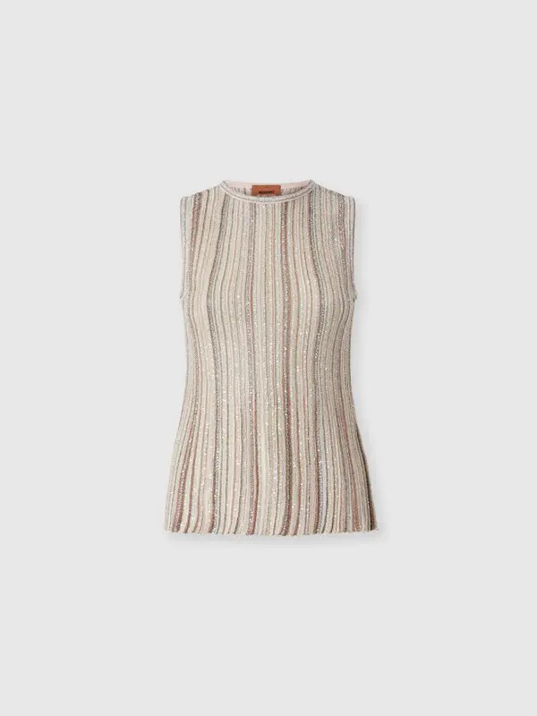 Missoni Sleeveless Ribbed Top With Sequins - Pink